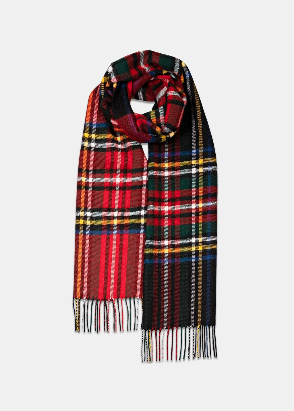 Unisex Oversized Lambswool Scarf Black Royal Stewart | Gloverall